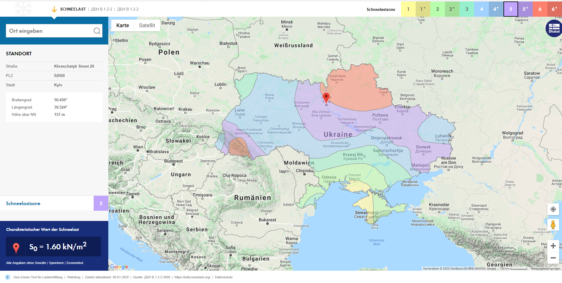 Ukraine Snow Zoning Map