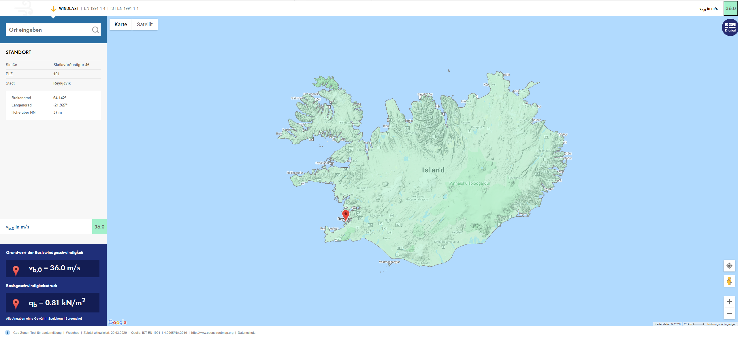 Basic Wind Velocity for Iceland According to Eurocode