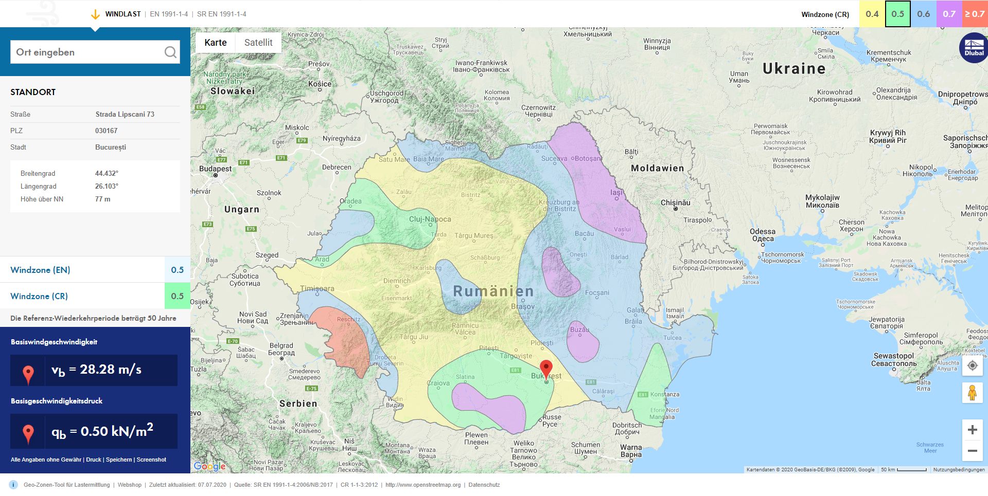 Wind Zones of Romania According to CR 1‑1‑4:2012