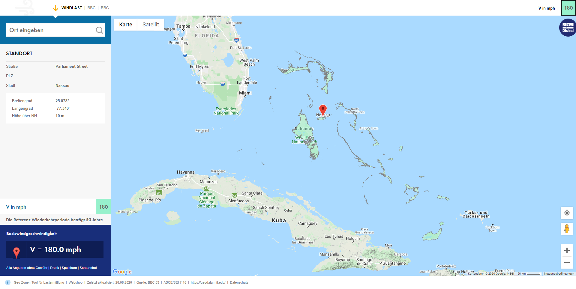 Basic Wind Velocity for the Bahamas According to BBC:03