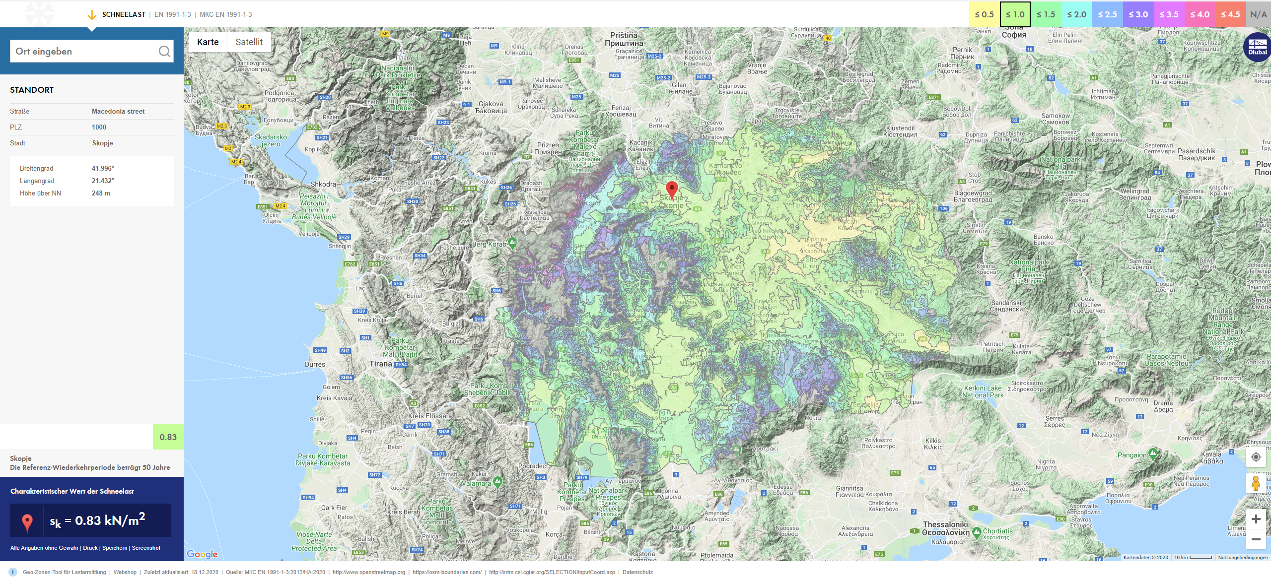 Snow Load Zones of North Macedonia According to Eurocode
