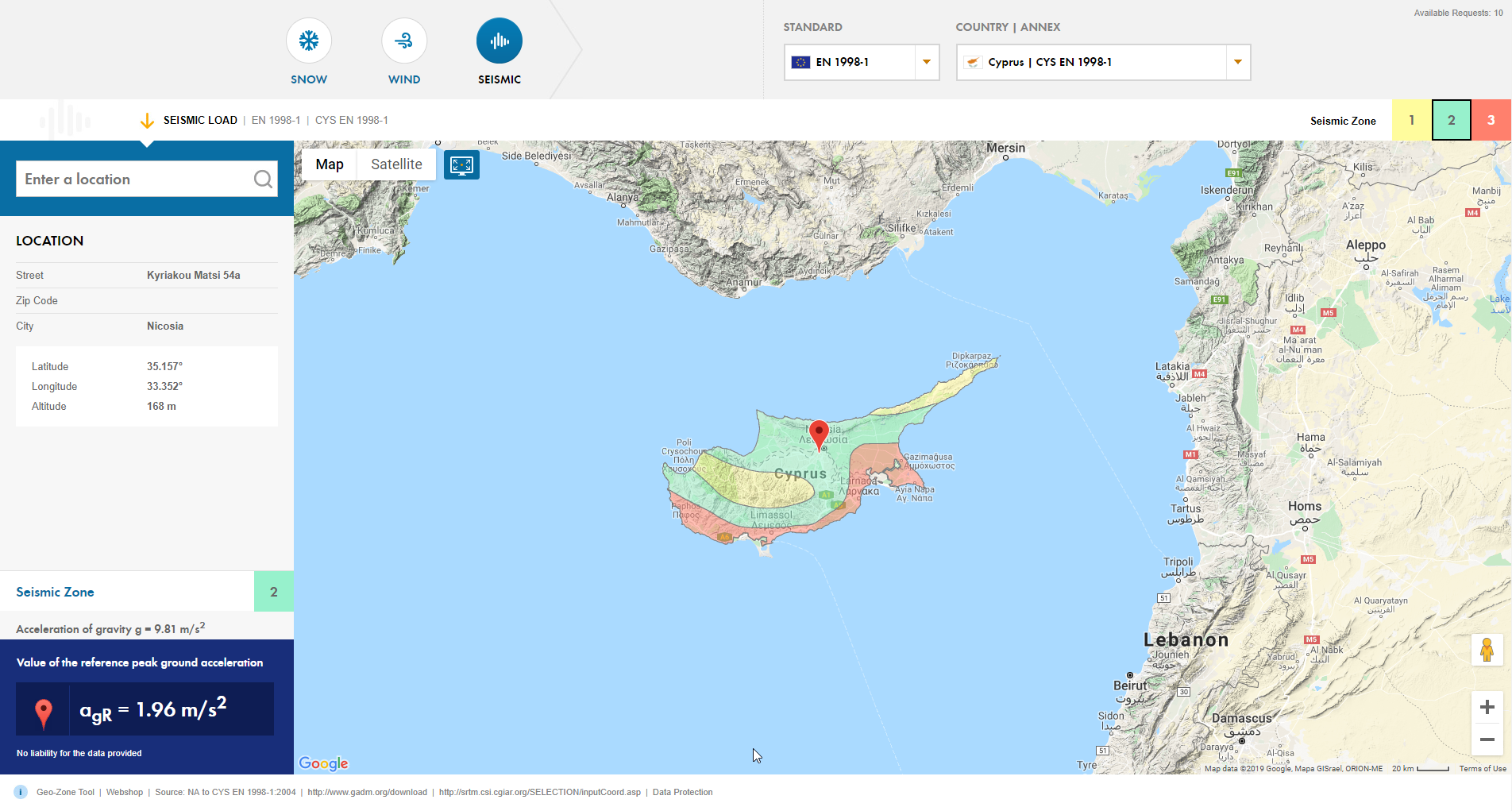 Seismic Zones of Cyprus According to Eurocode