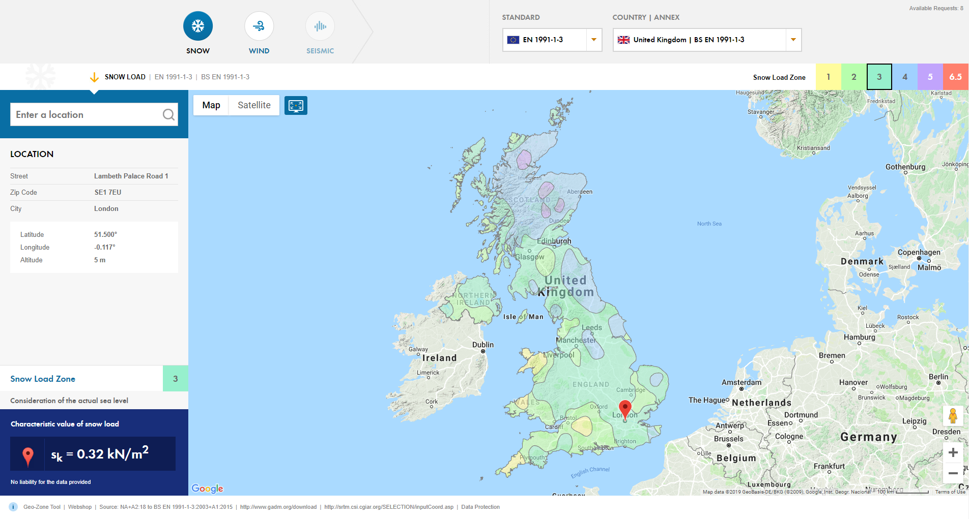 Snow Load Zones of the United Kingdom According to Eurocode