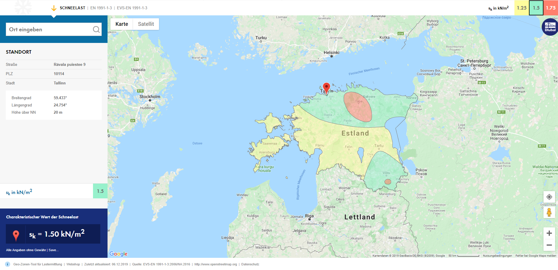 Characteristic Value of Snow Load for Estonia According to Eurocode